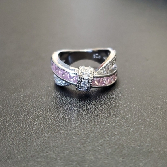 Jewelry | Final Sale Sterling Silver Pink Rhinestone Ring | Poshmark